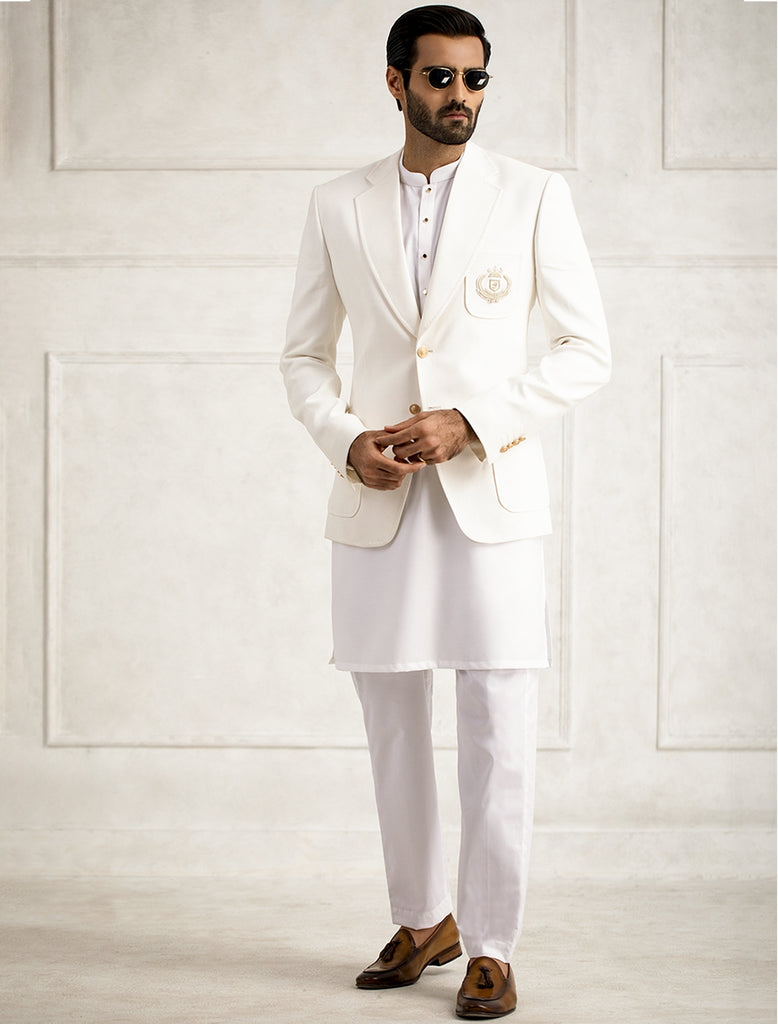 OFF-WHITE CLASSIC TWO BUTTONS MONOGRAM BLAZER – Ismail Farid