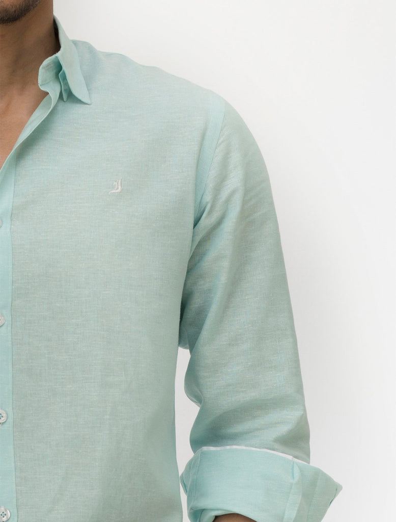 SUMMER TURQUOISE LINEN SHIRT – Ismail Farid Pakistan