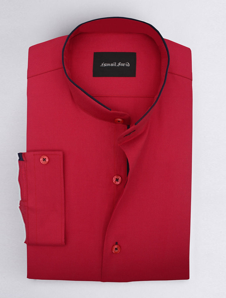 RED MANDARIN COLLAR SHIRT – Ismail Farid Pakistan