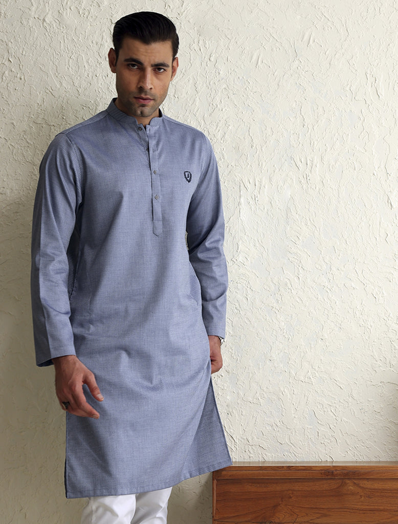 DENIM BLUE CLASSIC KURTA-S – Ismail Farid Pakistan