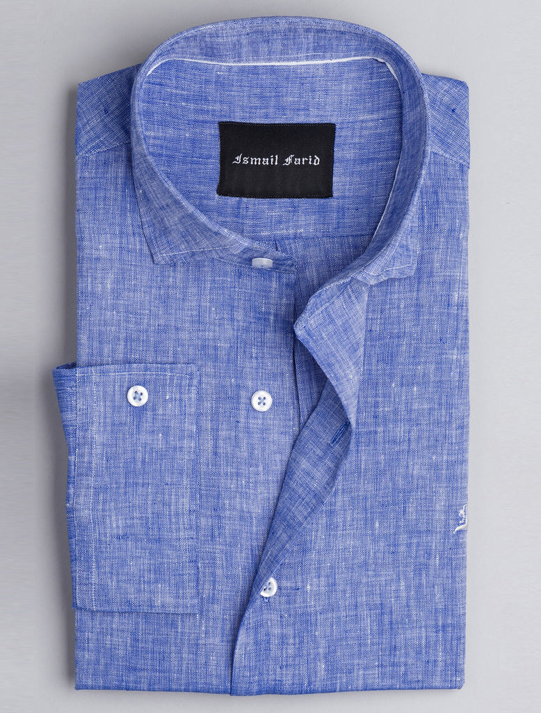 BLUE TEXTURE LINEN SHIRT – Ismail Farid Pakistan