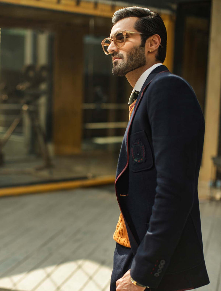 NAVY BLUE TWO BUTTONS SUIT – Ismail Farid Pakistan