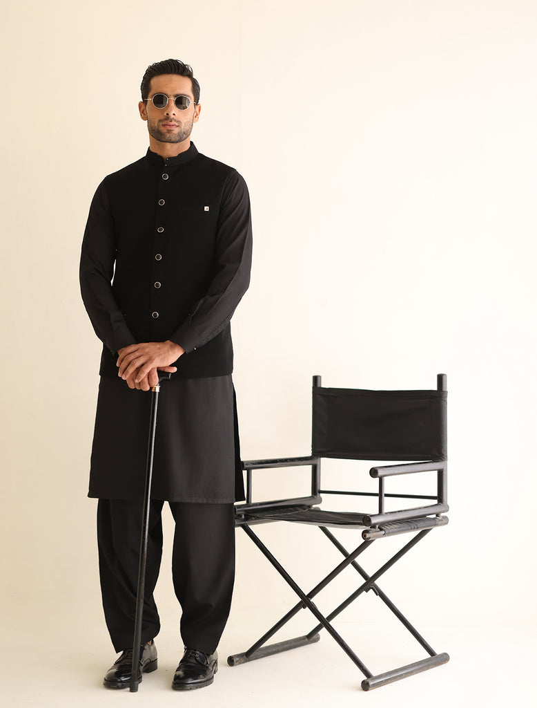 BLACK CLASSIC WAISTCOAT – Ismail Farid Pakistan